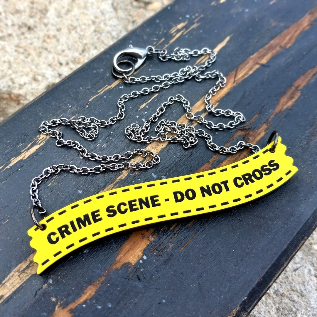 Crime Scene Tape Banner Necklace, Acrylic Criminologist CSI Party ...