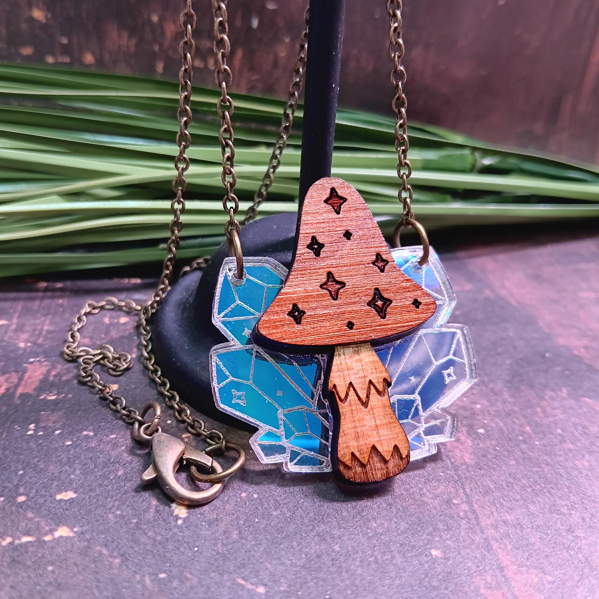 Fairycore Forest Cottage Magic Mushroom Crystal Pendant Necklace ...