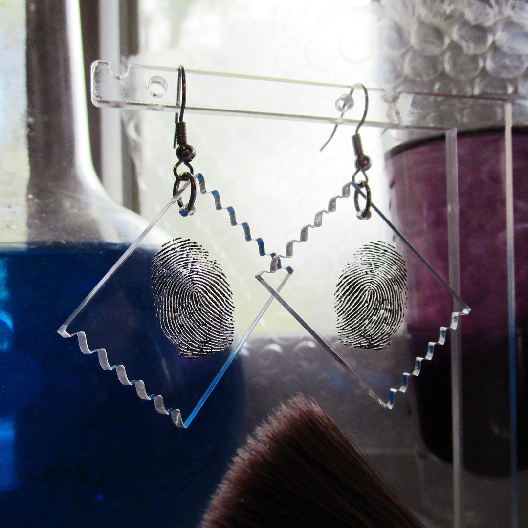 CSI Fingerprint Tape Lift Dangle Earrings, Crime Scene Investigator ...