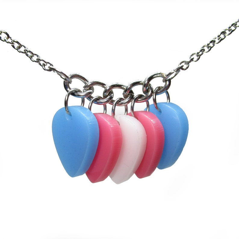 Trans Pride Flag Color Elegant Statement Necklace, Transgender Flag ...