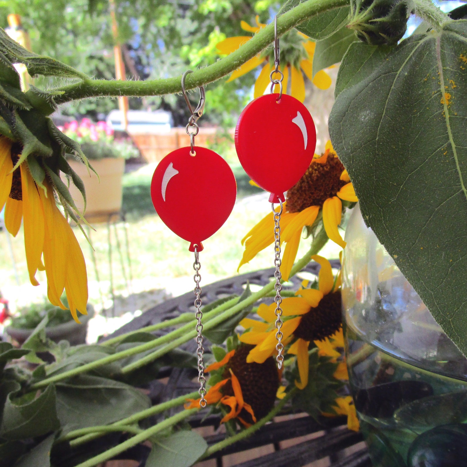 Red Circus Balloon Lever Back Dangle Earrings Clown Fair | Etsy
