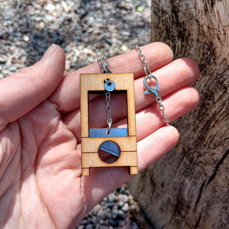 Guillotine Pendant Necklace *moving Parts* Big Wooden French Revolution ...