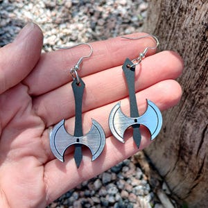 Double Blade Medieval Viking Battle Axe Dangle Earrings, Ren Faire ...