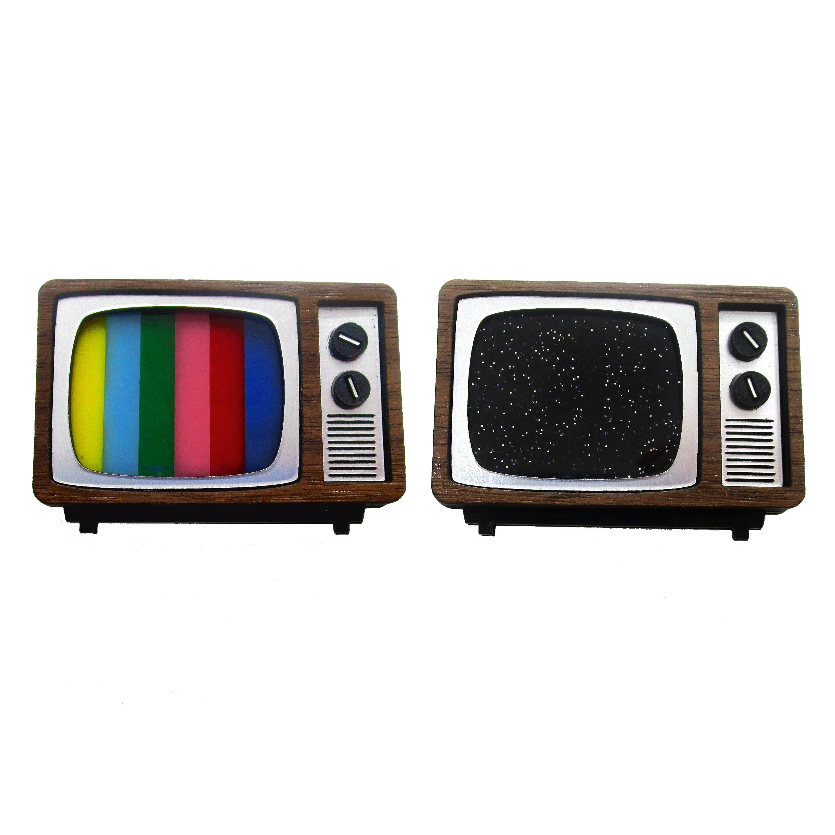 Retro CRT TV Broadcast SMPTE Color Test or Static Brooch Pin, Nostalgic ...
