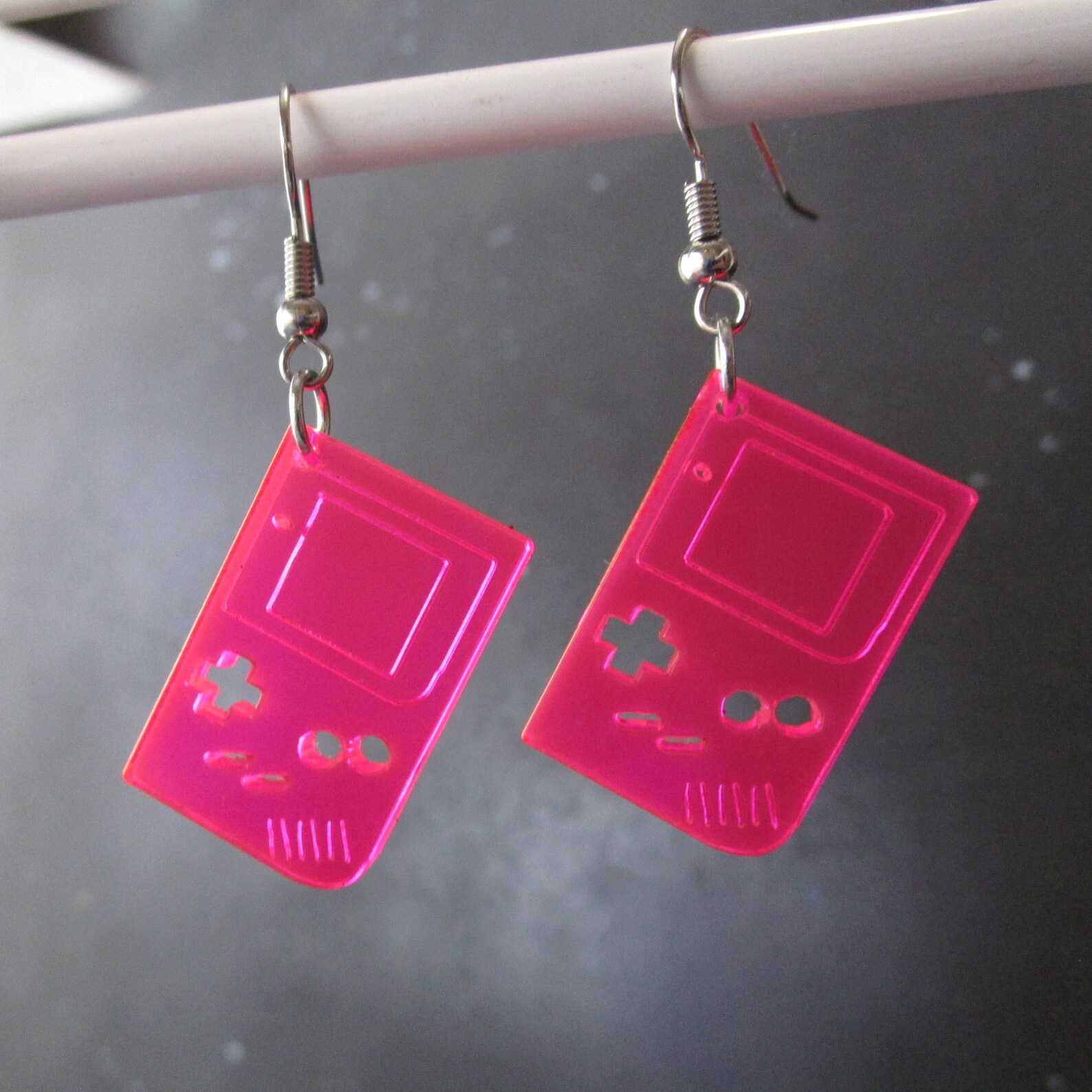 Retro Handheld Video Game Neon Dangle Earrings - Choose Color - Pink ...