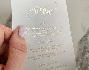 Vellum Wedding Menu With Silk Ribbon Romantic Floral - Etsy
