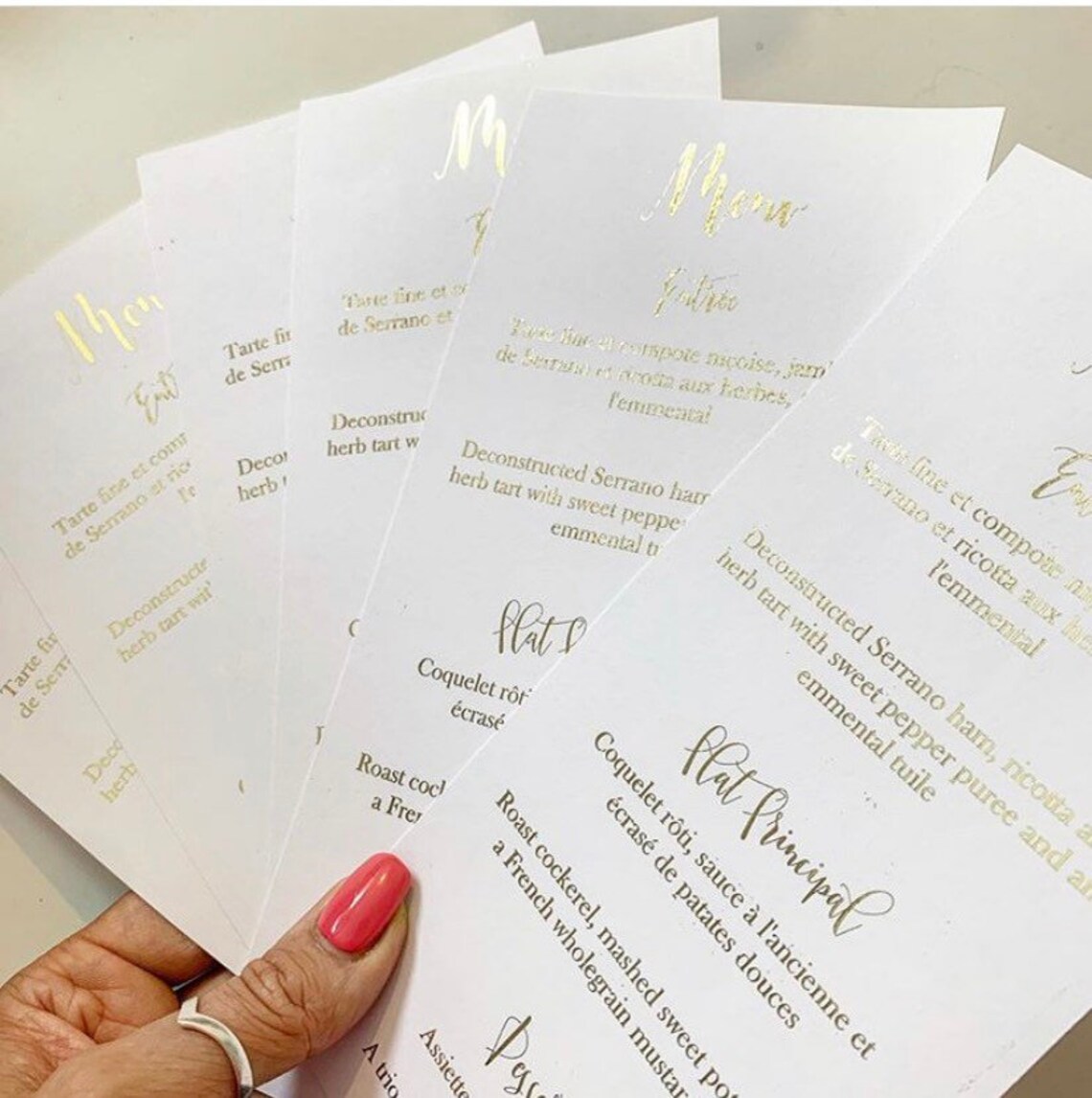 Foil Menu Spiro Font Wedding Menu Tableware | Etsy UK