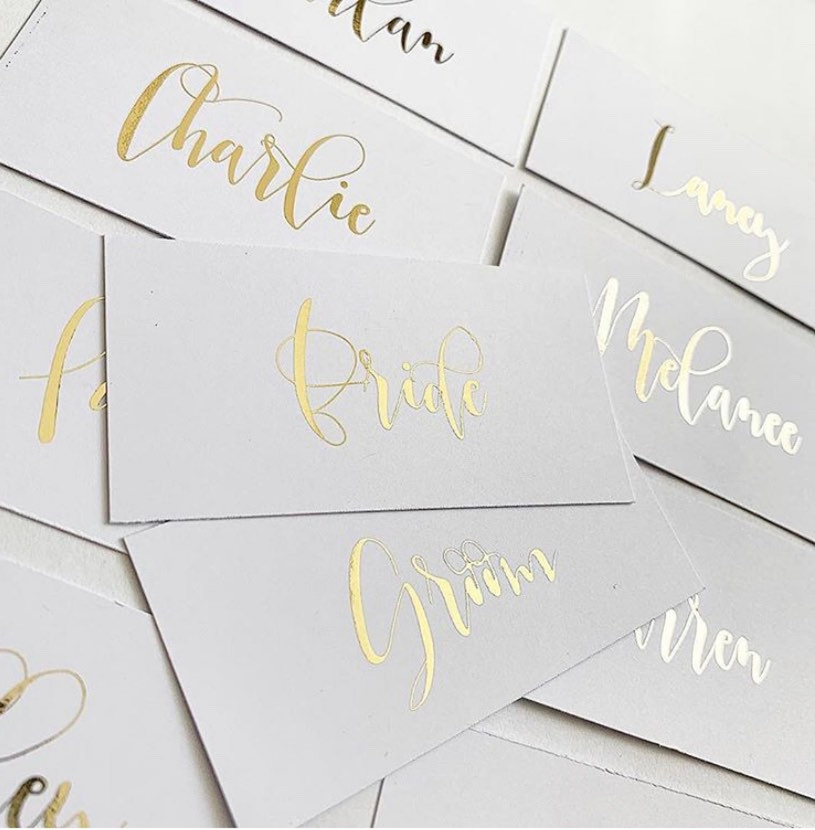 Foiled Flat Place Cards per Card Spiro Font - Etsy UK