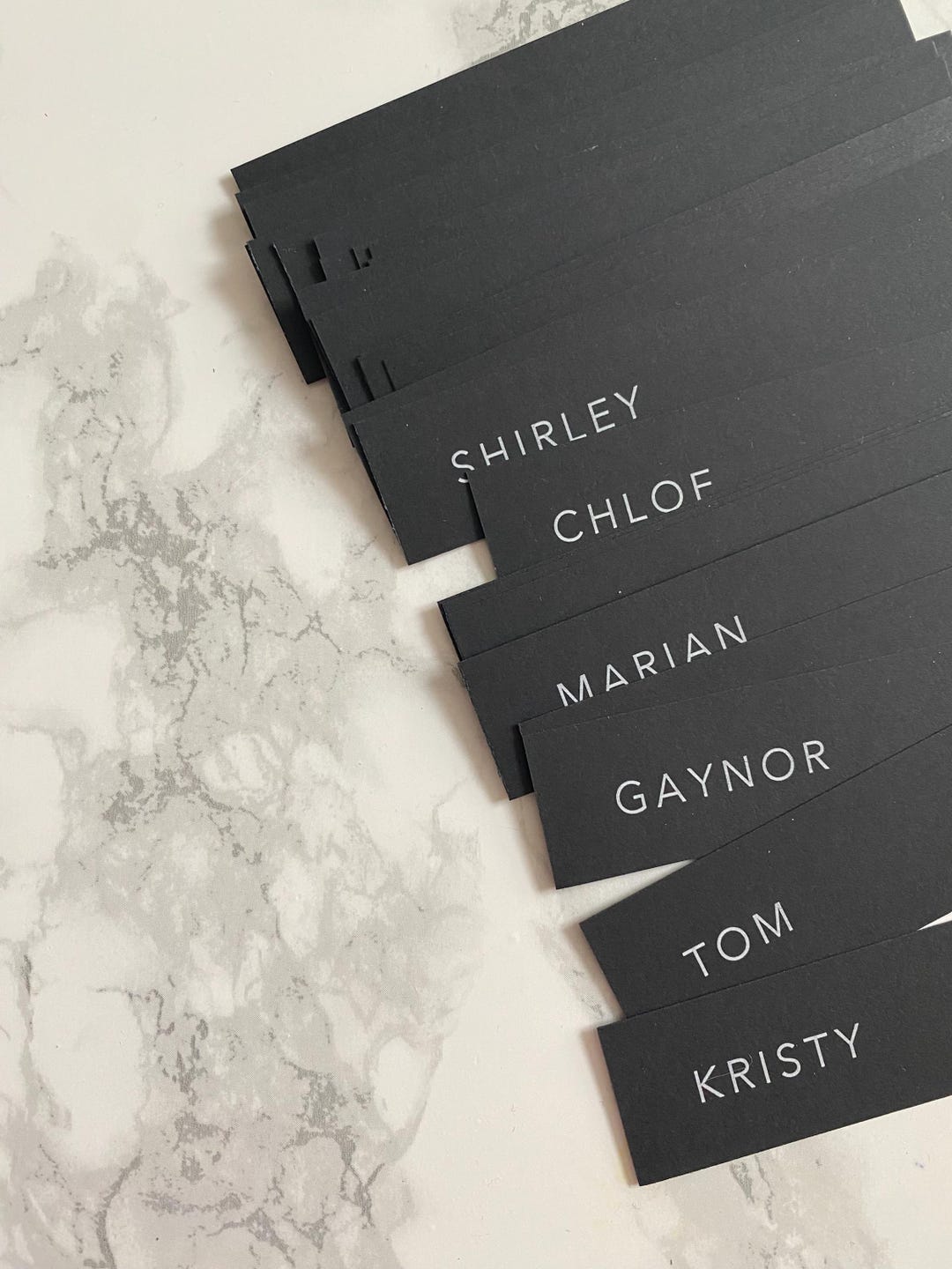 Black Place Cards With White Ink Menu Name Tags - Etsy