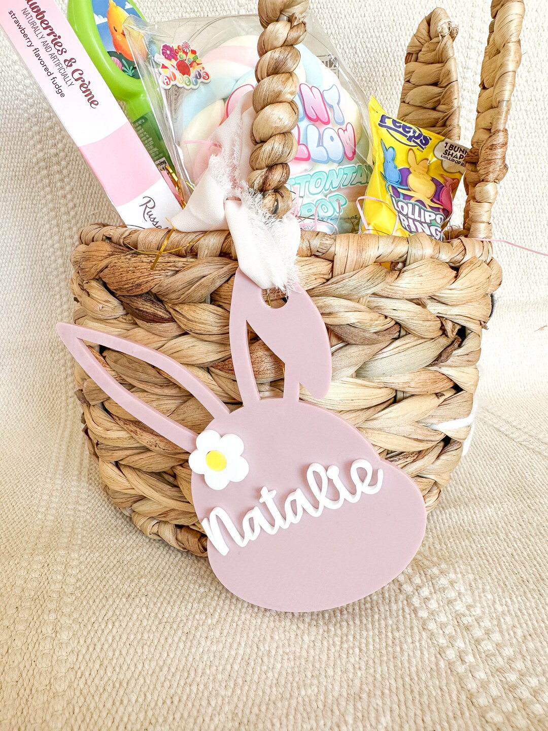 Easter Bunny Basket Name Tag - Etsy