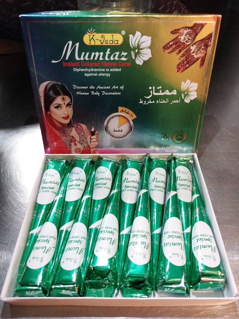 Coloured Henna Cone X12 FULL BOX 100% Natural Wholesale Bulk Buy Mumtaz ...
