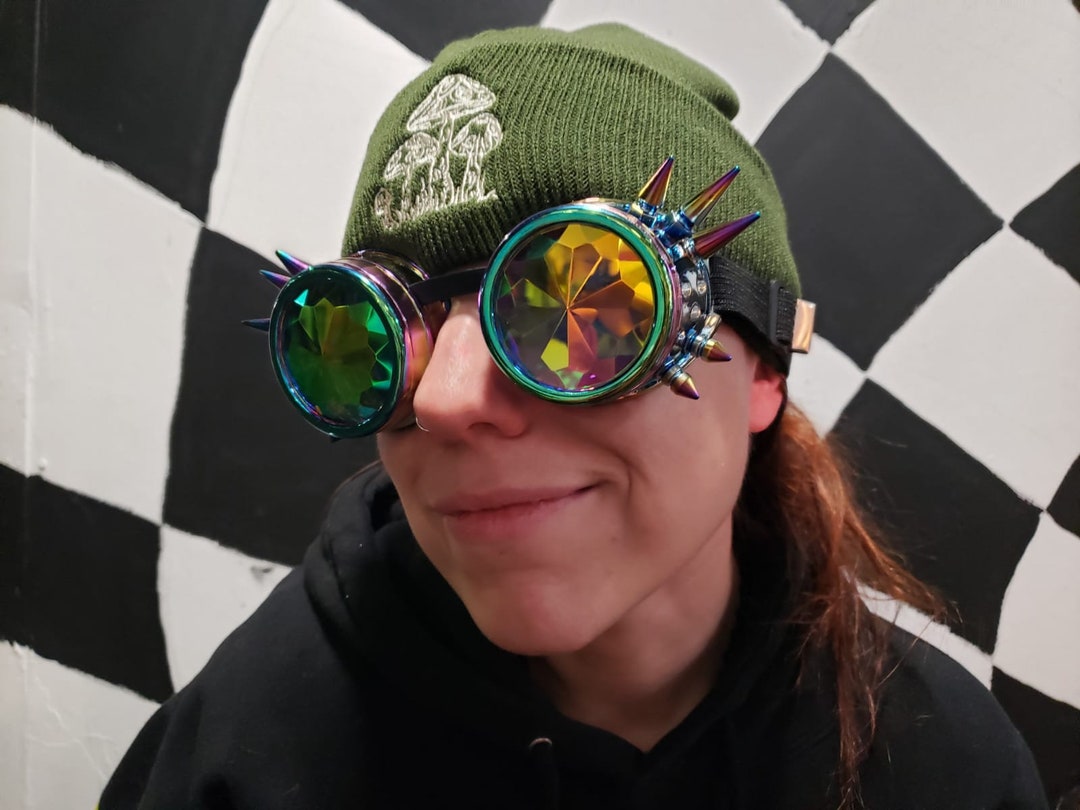 Kaleidoscope Rainbow Vision Trippy Festival Rave Steampunk Goggles Oil ...
