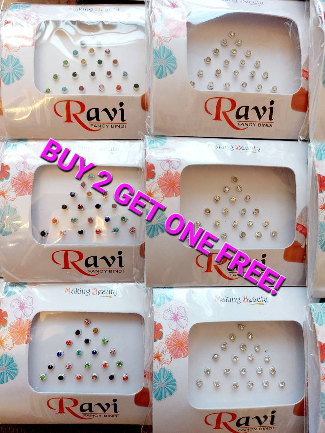 Rhinestone Crystal Bindi Pack Self Stick Festival Face Sticker Dots ...