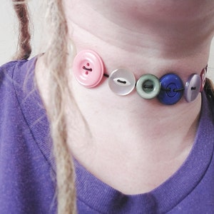 Vintage Button Choker Handmade Crafty Necklace - Etsy