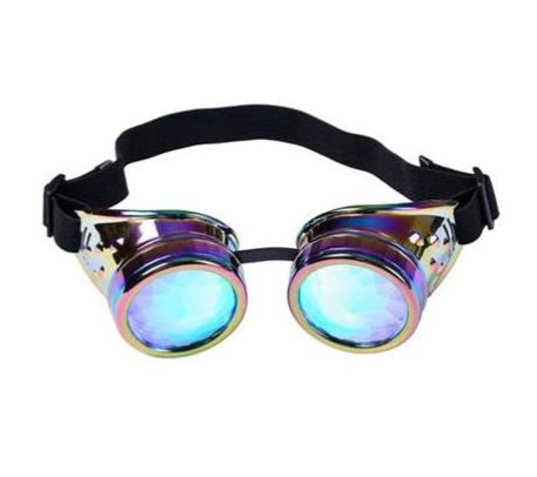 Kaleidoscope Rainbow Vision Trippy Festival Rave Steampunk Goggles Oil ...