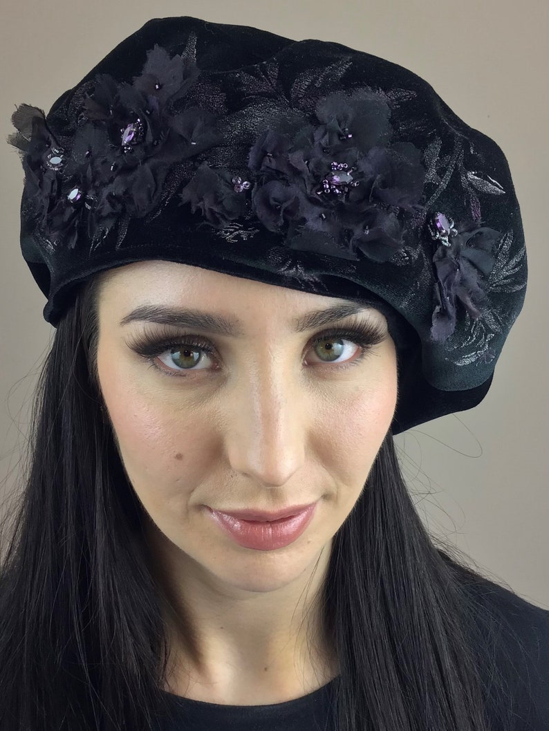 Couture Embroidered Velvet Beret - Etsy