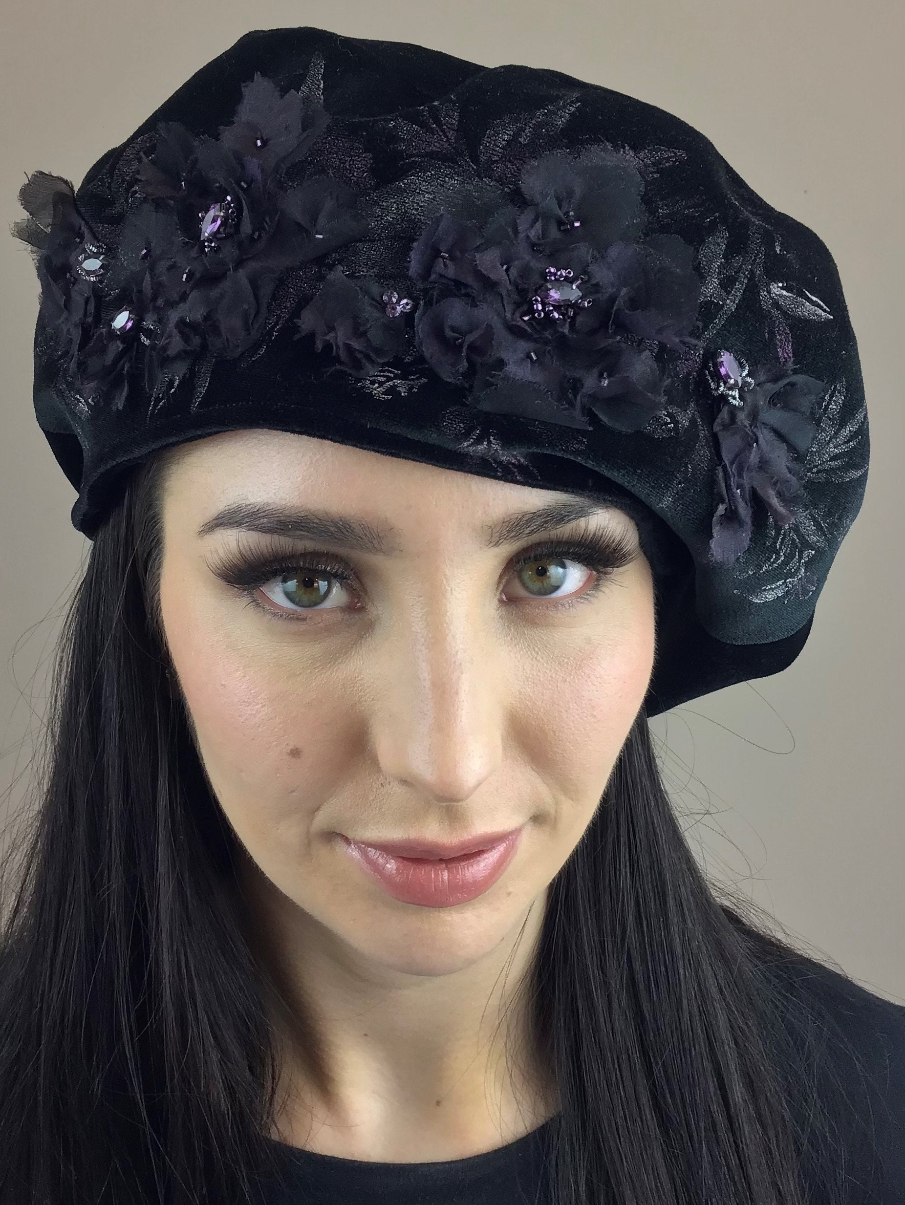 Couture Embroidered Velvet Beret - Etsy
