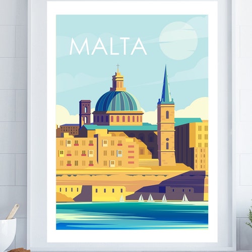 Malta the Island of Sunshine and History Vintage Travel Poster | Etsy
