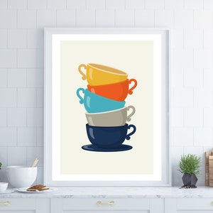 Retro Kitchen Wall Art Kitchen Wall Art Tea Cups Tea Print - Etsy