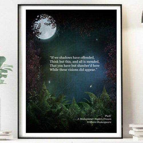 A Midsummer Night's Dream Shakespeare Poster Shakespeare - Etsy