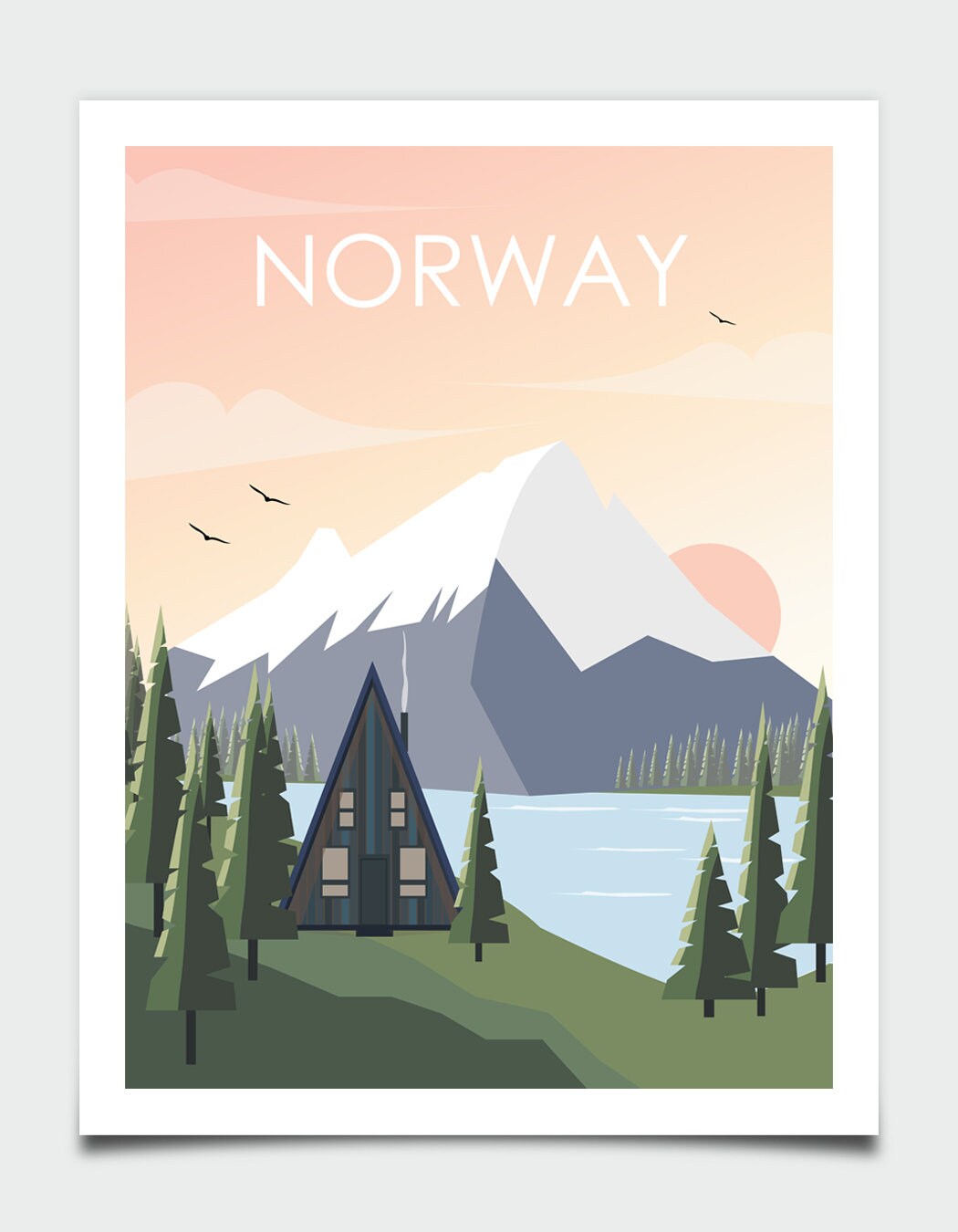 Norway Poster Retro Poster Norway Wall Art Retro Travel | Etsy