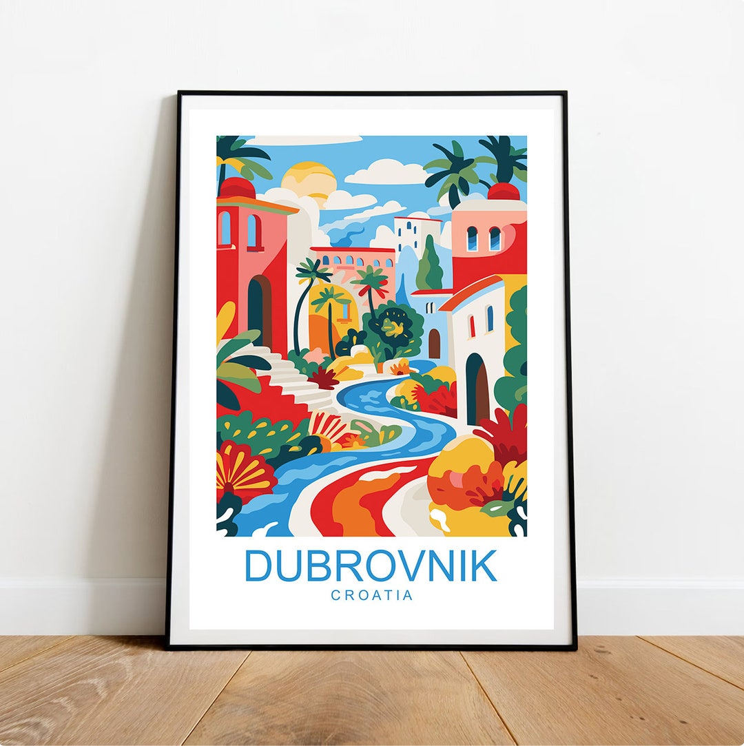 Dubrovnik Travel Poster, Croatia Poster, Abstract Poster, Colourful ...