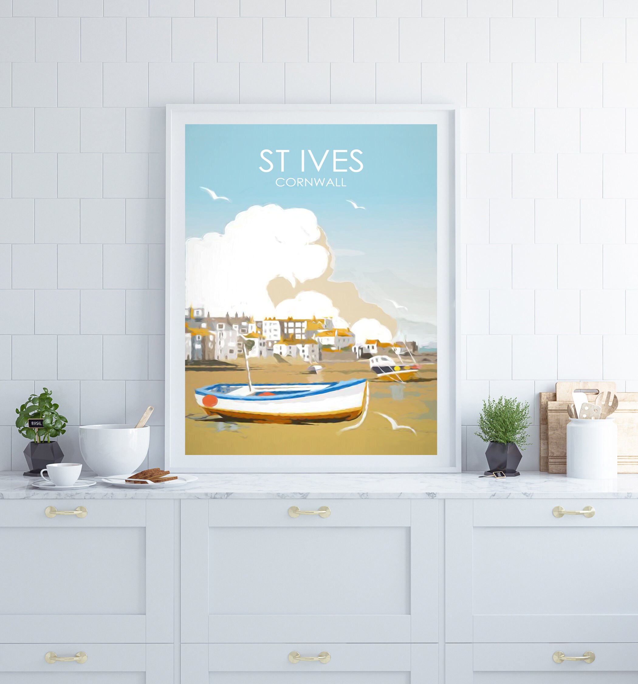 St Ives Poster Cornwall Poster Coastal Decor Travel Poster - Etsy UK