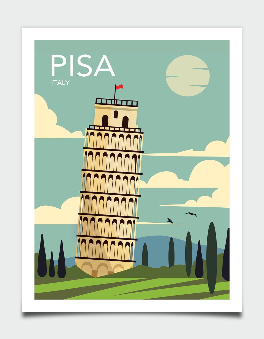 Pisa Travel Poster, Retro Pisa Travel Print, Pisa Poster, Italy Travel ...