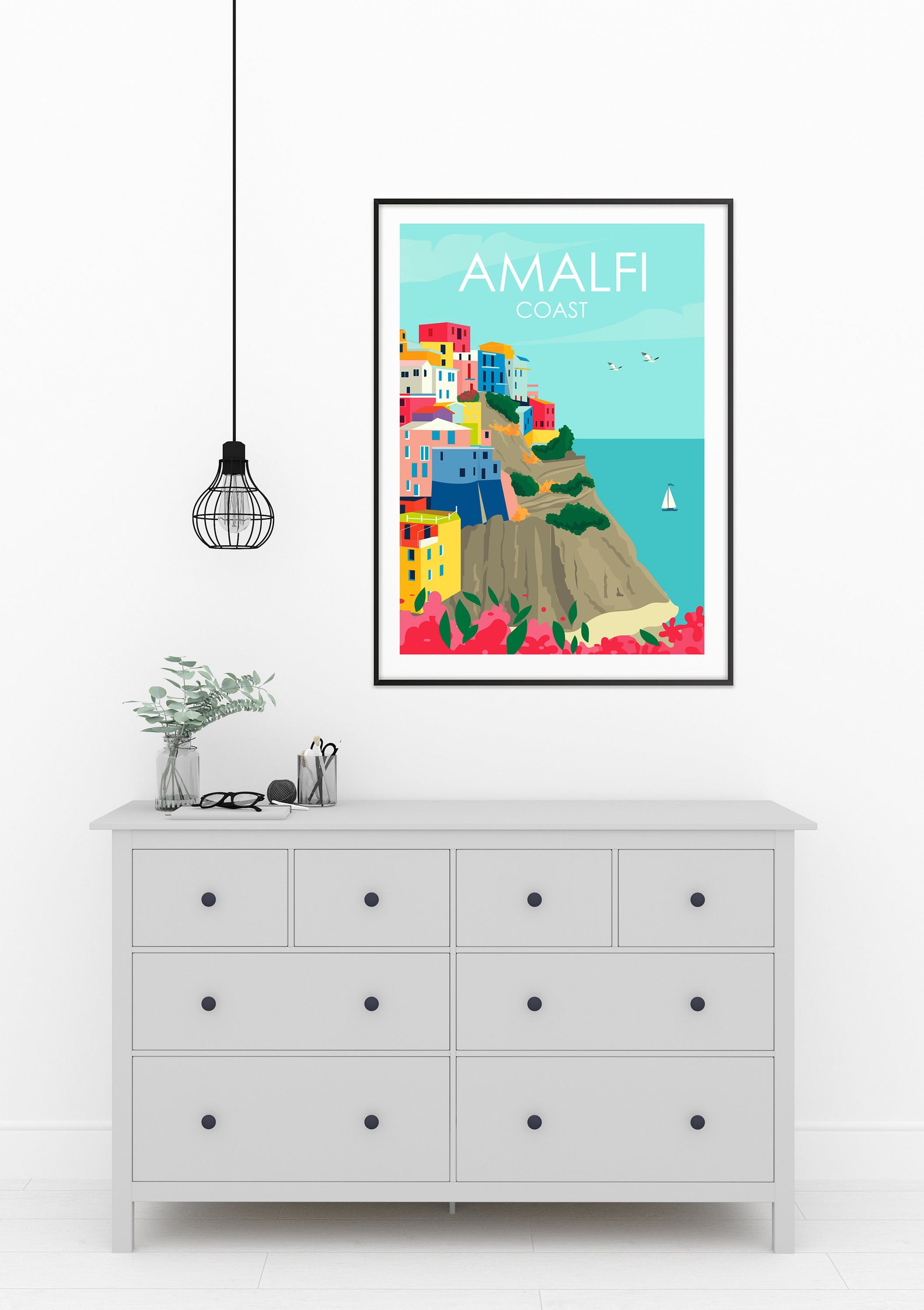 Amalfi Travel Poster Amalfi Coast Travel Poster Retro Travel | Etsy