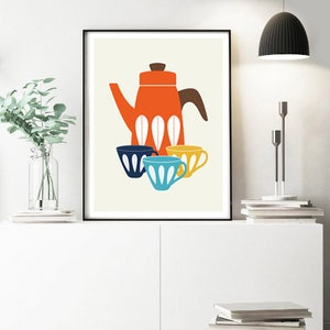 Coffee Poster, Retro Kitchen Wall Art, Kitchen Wall Art, Tea Poster ...