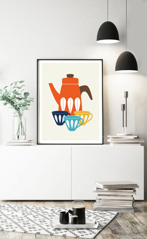 Coffee Poster, Retro Kitchen Wall Art, Kitchen Wall Art, Tea Poster ...