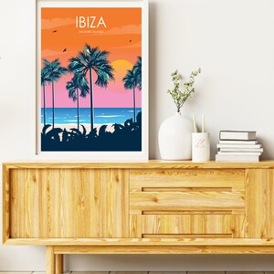 Ibiza Travel Poster, Retro Travel Poster, Travel Poster, Travel Gift, Ibiza Gift, Wedding Gift ...