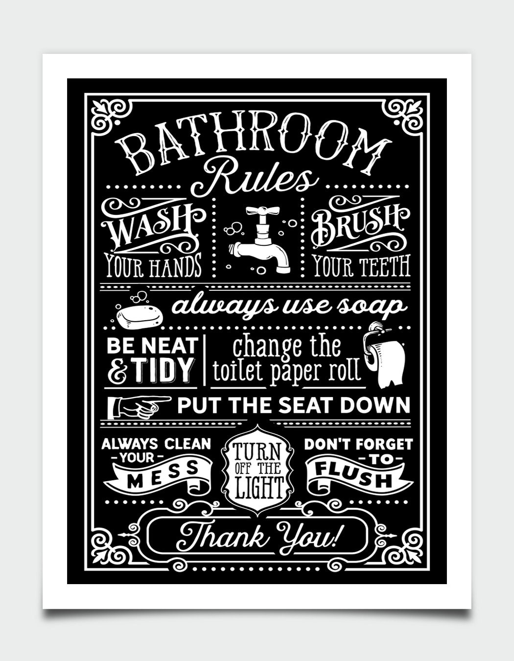 Reglas de baño Imprimir Reglas de baño Arte de pared Baño - Etsy México