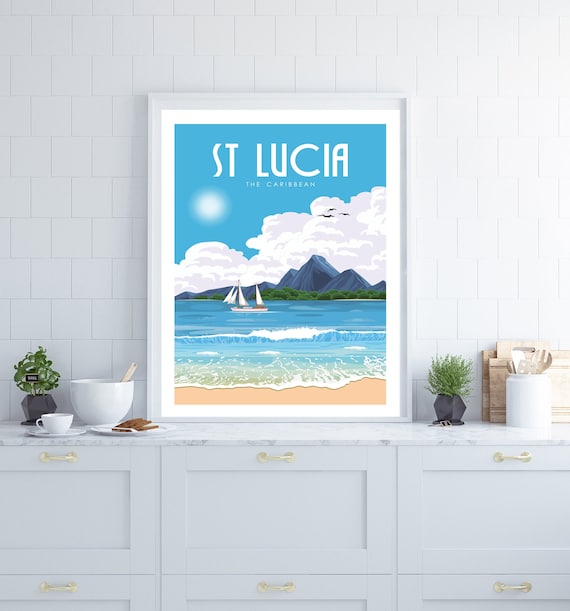St Lucia Travel Poster St Lucia Wall Art Travel Poster | Etsy