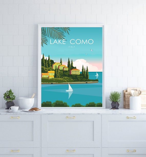 Lake Como Print Lake Como Poster Italian Wall Art Travel | Etsy