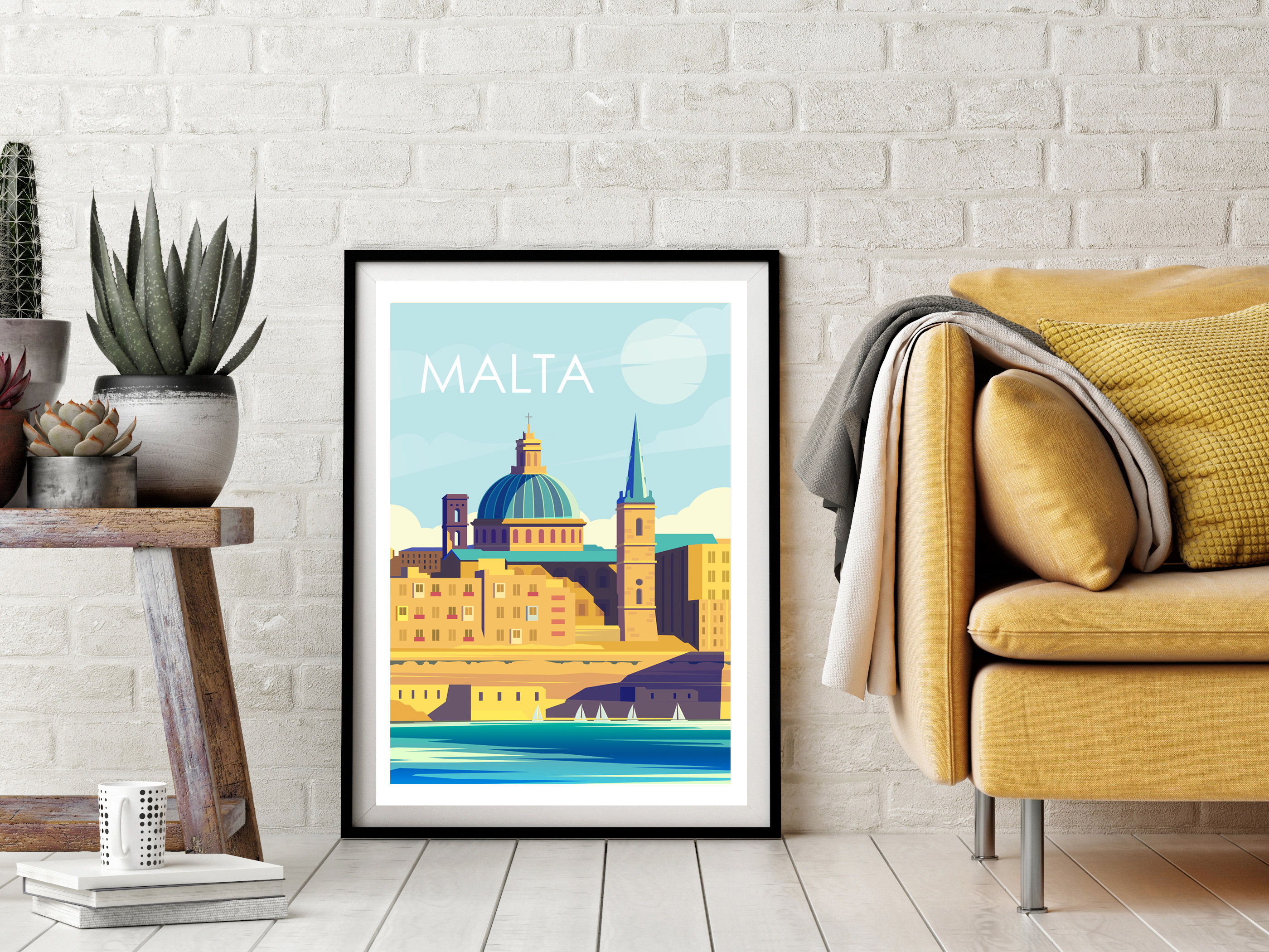 Malta Travel Poster, Valetta Malta Poster, Anniversary Gift, Retro ...