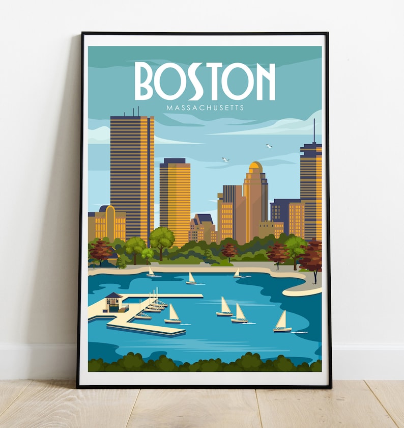 Boston Print Boston Poster Massachusetts Print Boston Wall | Etsy