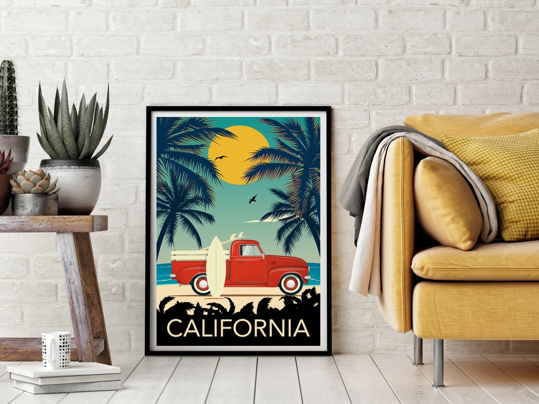 California Travel Poster, Retro California Poster, Retro Poster, Travel ...