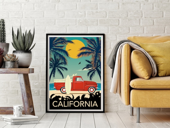 California Travel Poster Retro California Poster Retro | Etsy