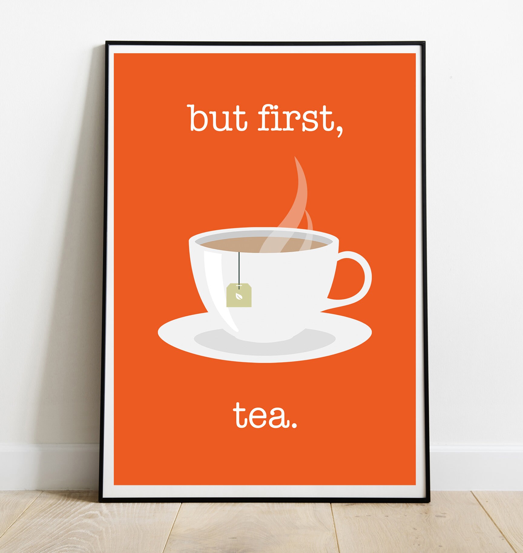 But First Tea, Retro Kitchen Art, Kitchen Print, Breakfast Room Decor ...