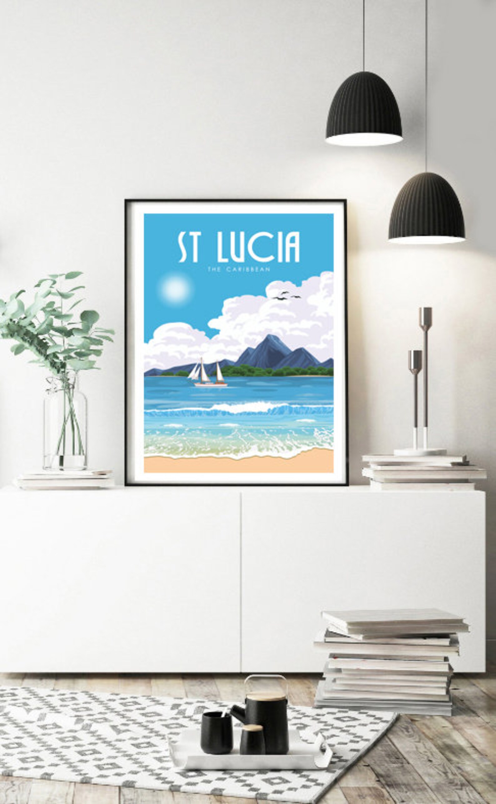 St Lucia Travel Poster St Lucia Wall Art Travel Poster | Etsy