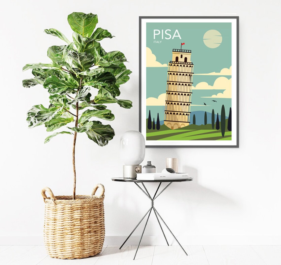 Pisa Travel Poster Retro Pisa Travel Print Pisa Poster - Etsy