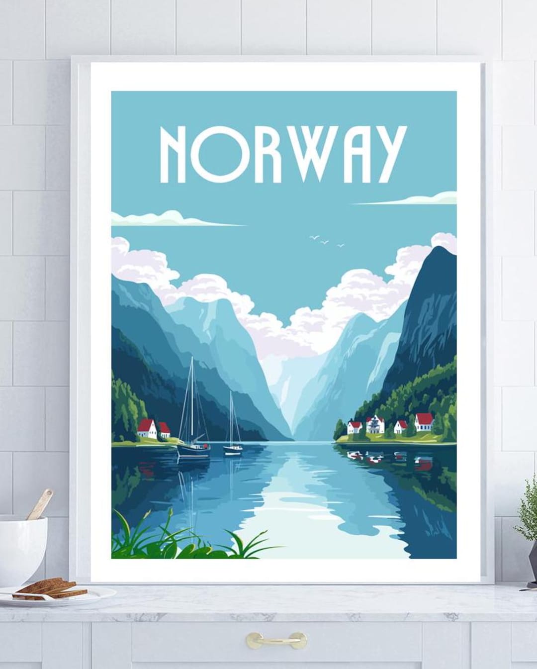 Norway Poster, Travel Poster, Norway Landscape, Scenic Art Print, Fjord ...