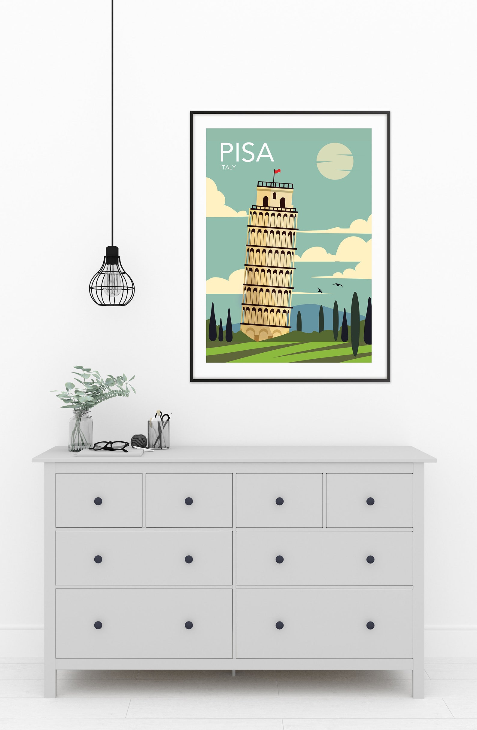 Pisa Travel Poster Retro Pisa Travel Print Pisa Poster - Etsy