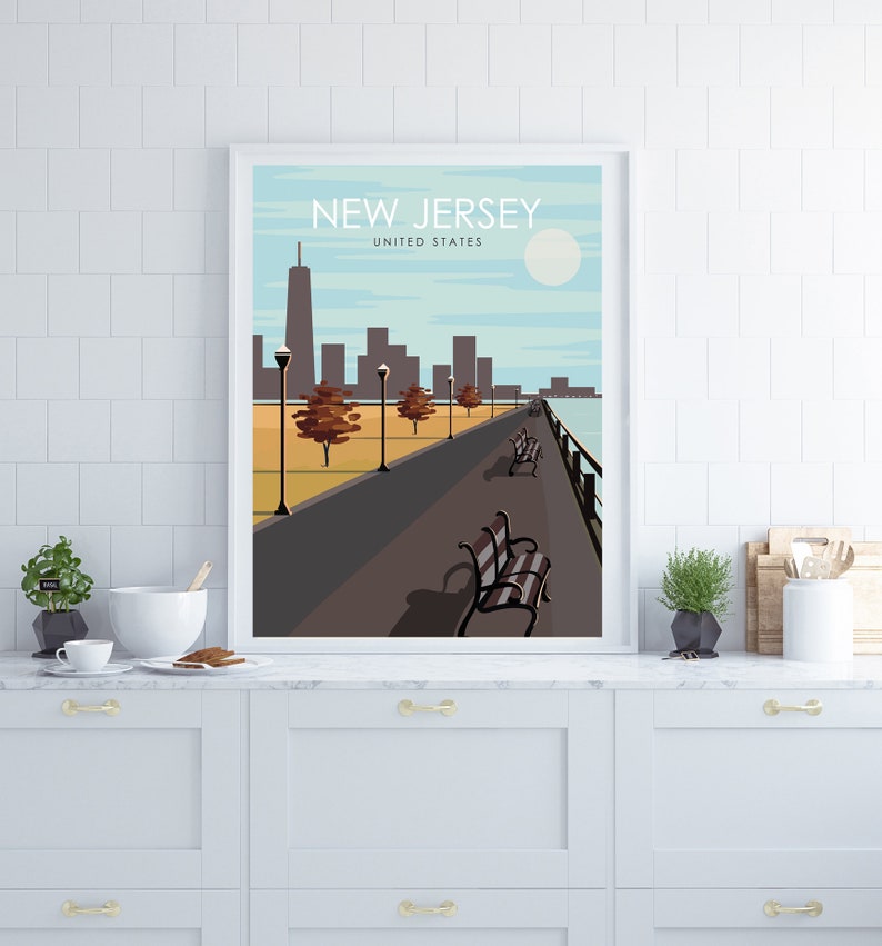 New Jersey Poster, New York Poster, New Jersey Travel Print, New York ...