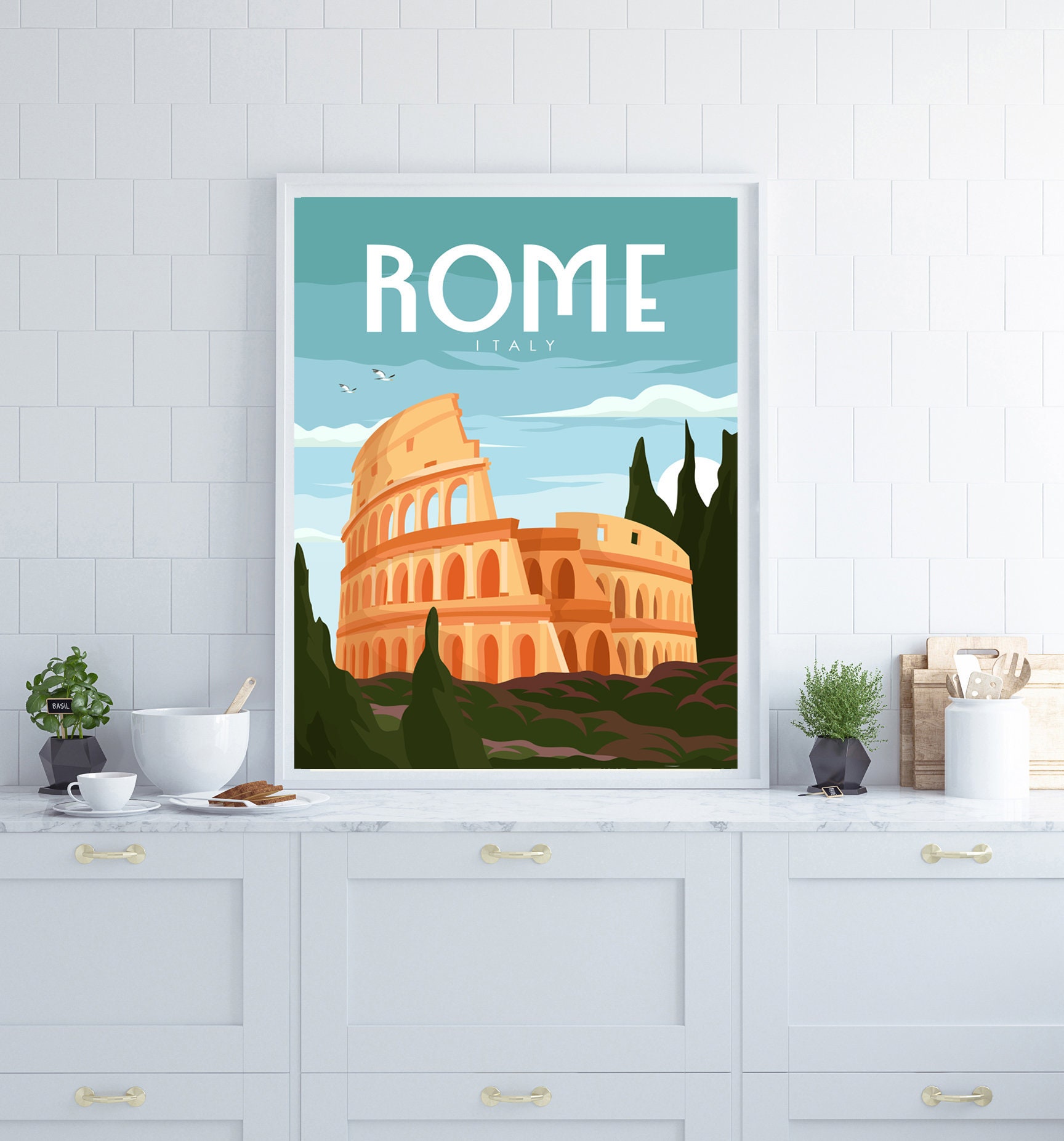 Rome Poster, Rome Travel Poster, Italy Poster, Retro Poster, Retro ...