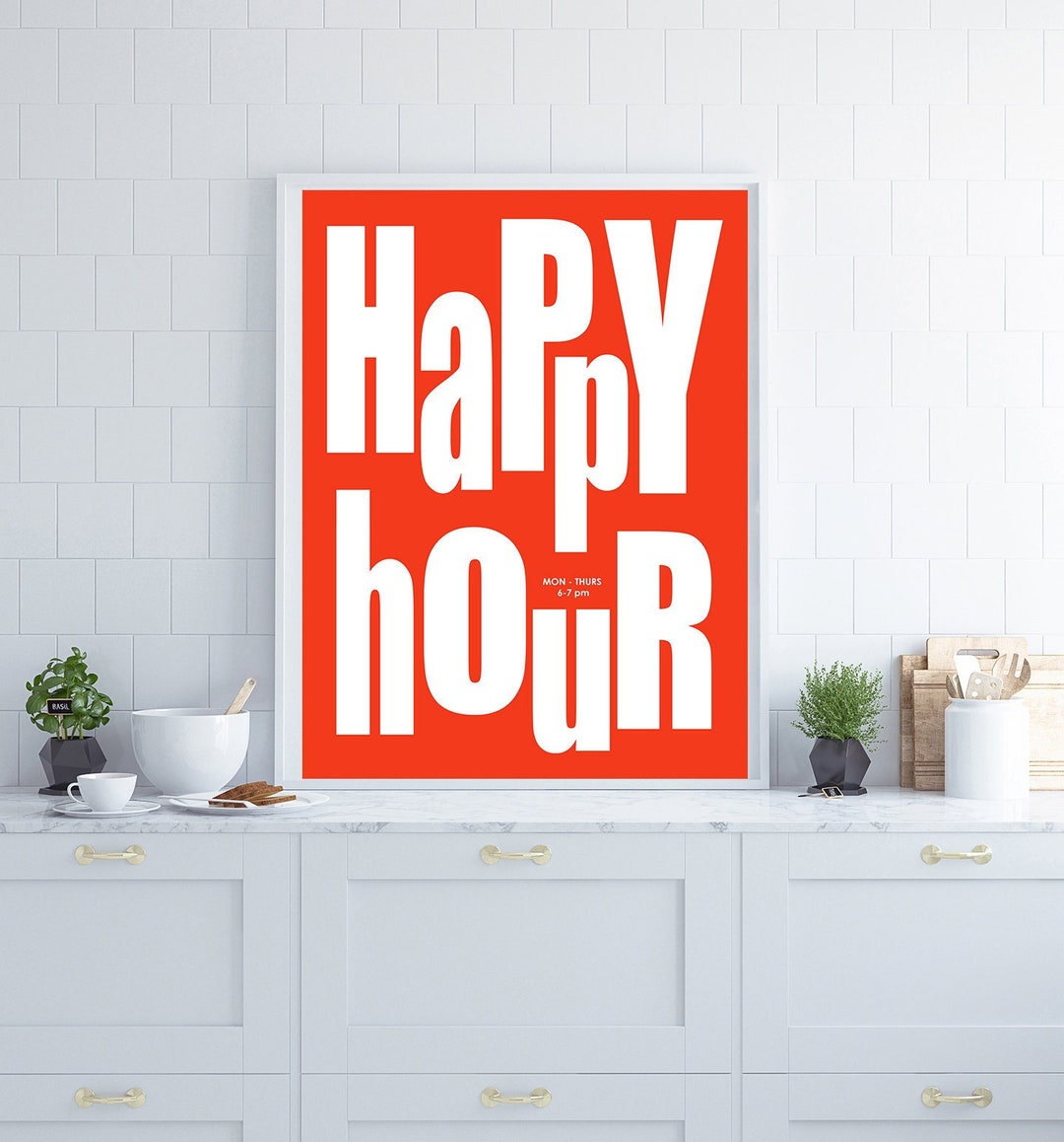 Happy Hour Wall Print, Kitchen Poster, Bar Cart Poster, Cocktails Art ...