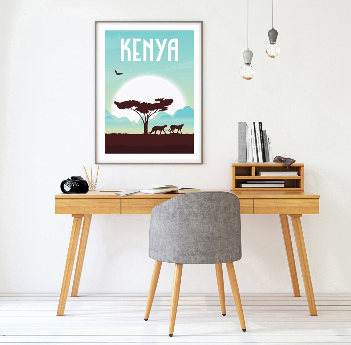 Kenya Travel Poster Kenya Wall Art Retro Travel Poster | Etsy