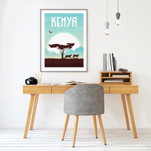 Kenya Travel Poster, Kenya Wall Art, Retro Travel Poster, Travel Wall ...