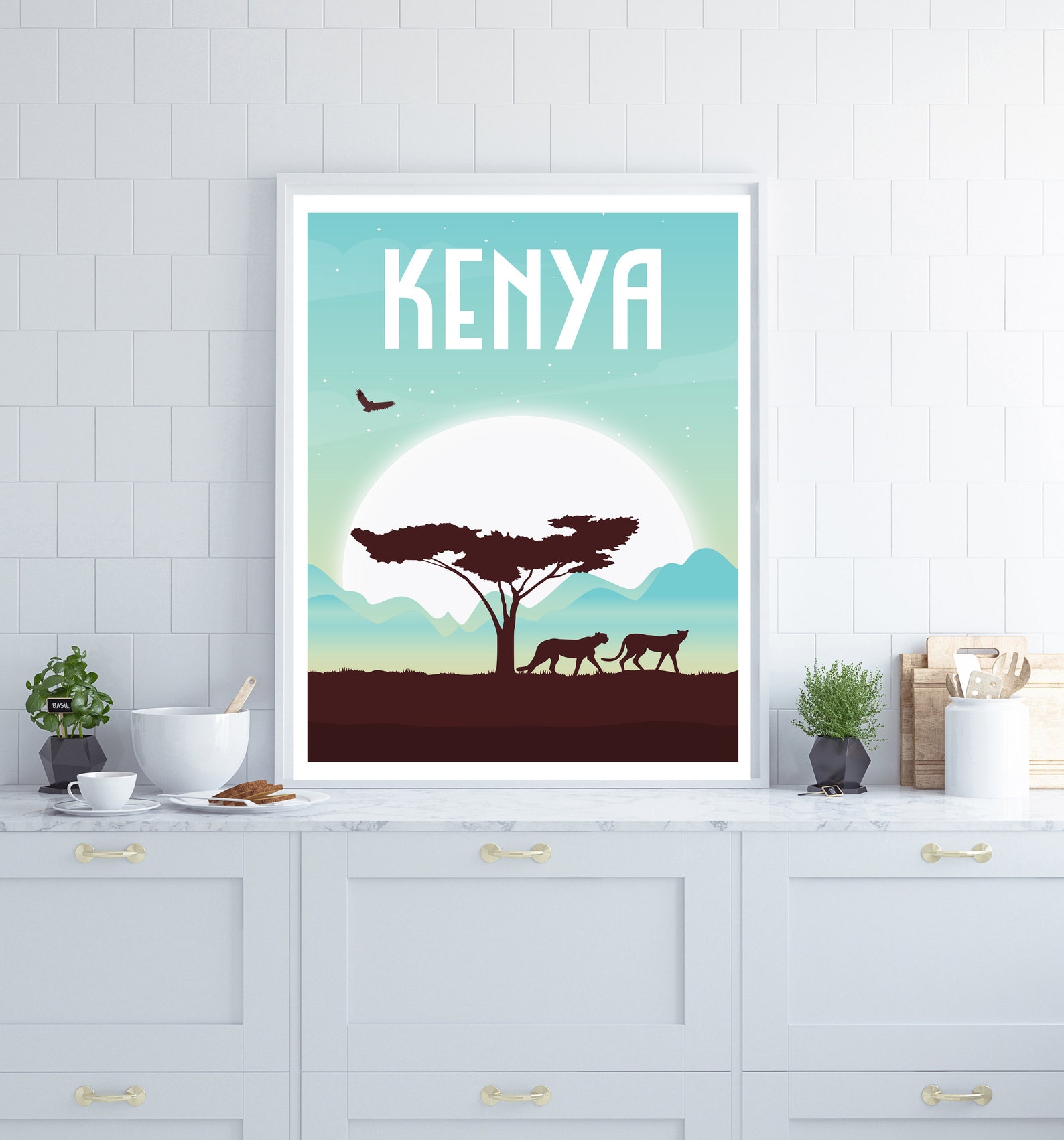 Kenya Travel Poster Kenya Wall Art Retro Travel Poster | Etsy